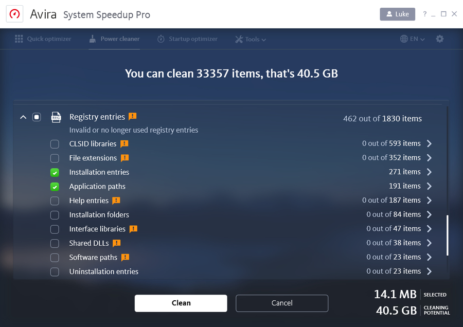 Avira System Speedup Pro——電腦優化工具與登錄檔清理工具